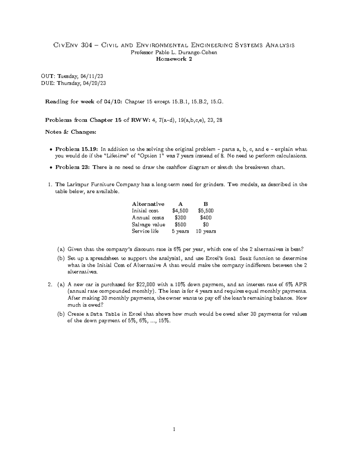 Hw2 - Homework - CivEnv 304 – Civil and Environmental Engineering ...
