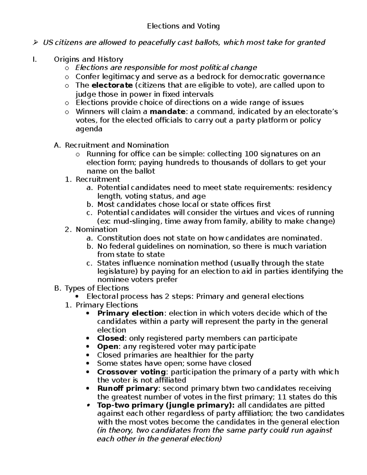 Elections and Voting Student - Elections and Voting US citizens are ...