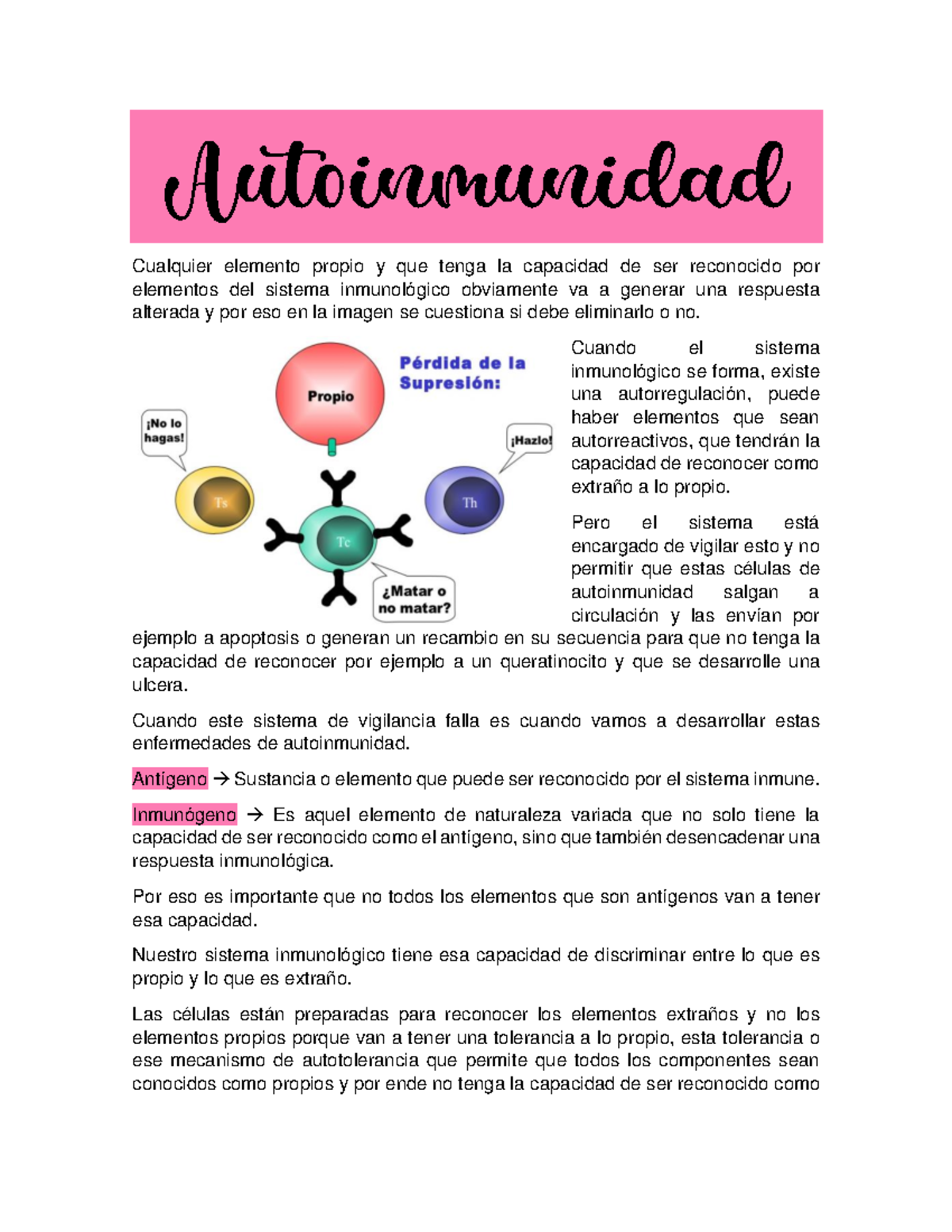 Autoinmunidad patologia 2021 - 2022 unab - Autoinmunidad Cualquier ...