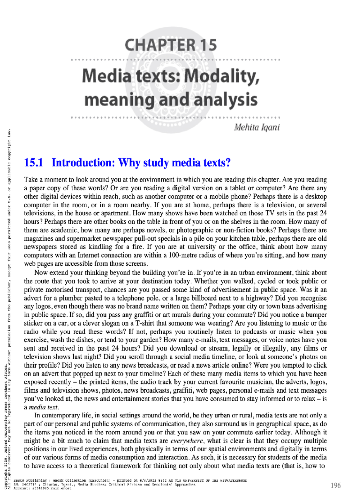 02 Iqani, Media texts - MULTIMODAL ANALYSIS OF TEXT - CHAPTER 15 Media ...