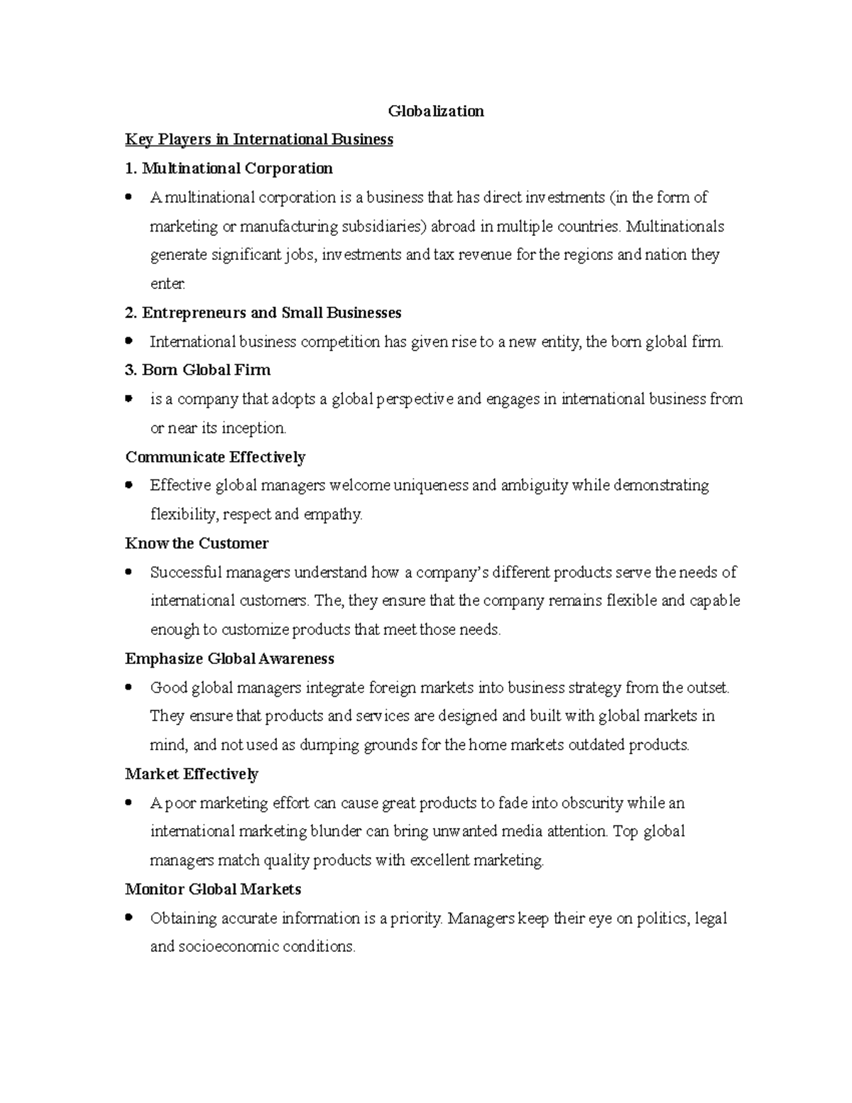 Chapters 1 2 3 4 5 - Globalization Key Players in International ...