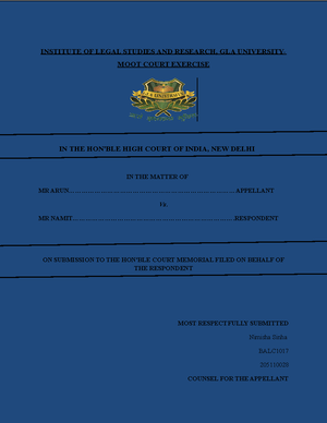 Ss moot court - moot help fuul - TABLE OF CONTENTS INDEX OF AUTHORITIES ...