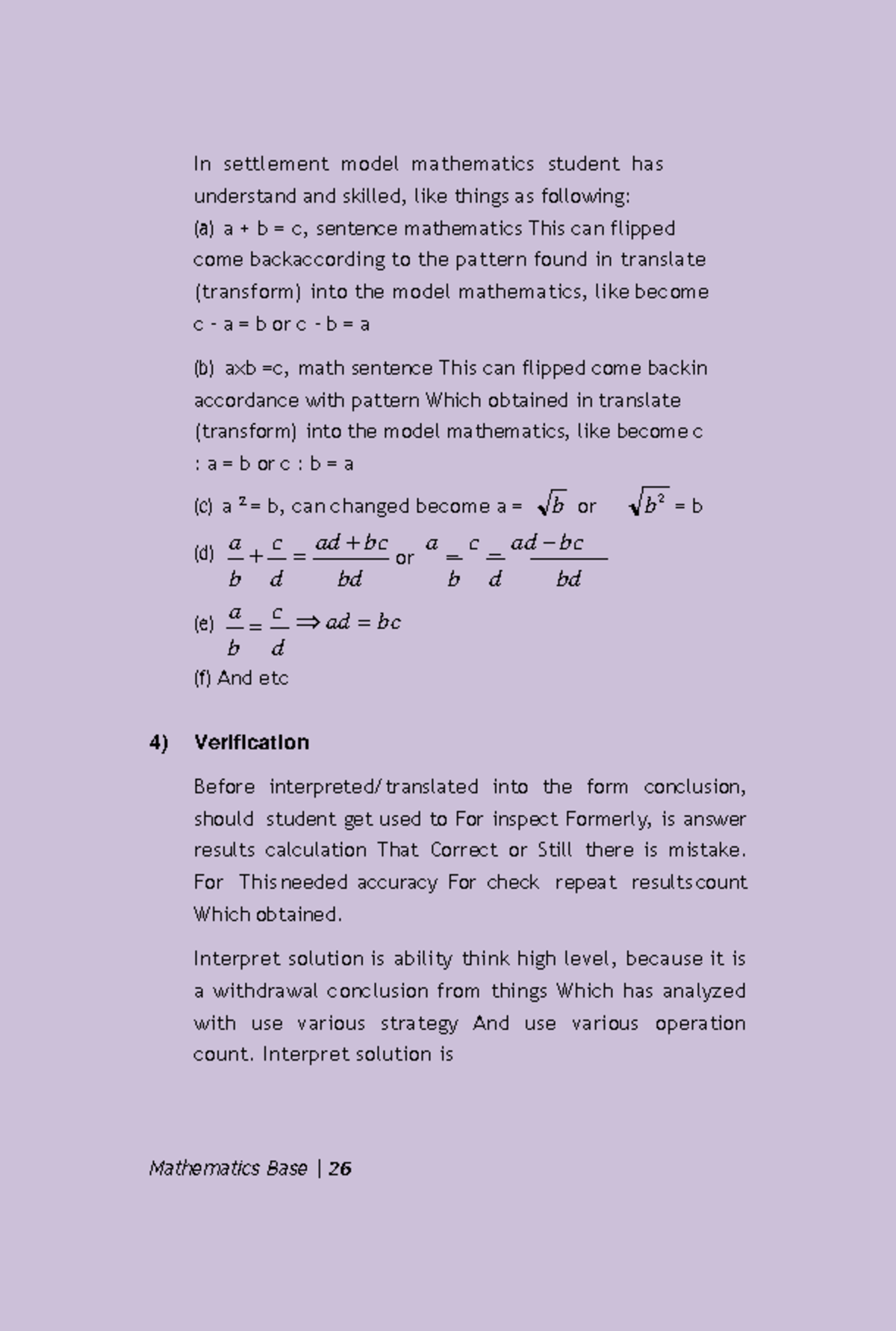 Basic foundation in mathematics-18 - b b 2 In settlement model ...