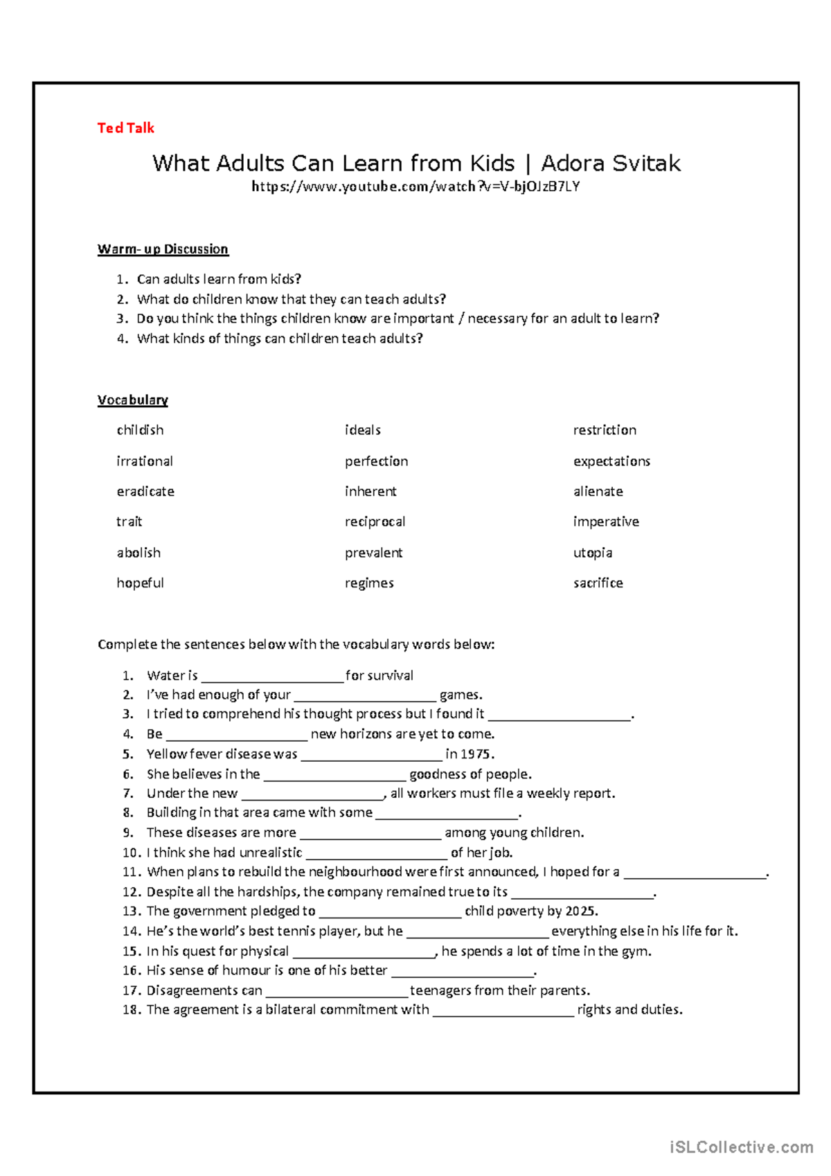 TED Talk - What Adults Can Learn from Kids - Ted Talk What Adults Can ...