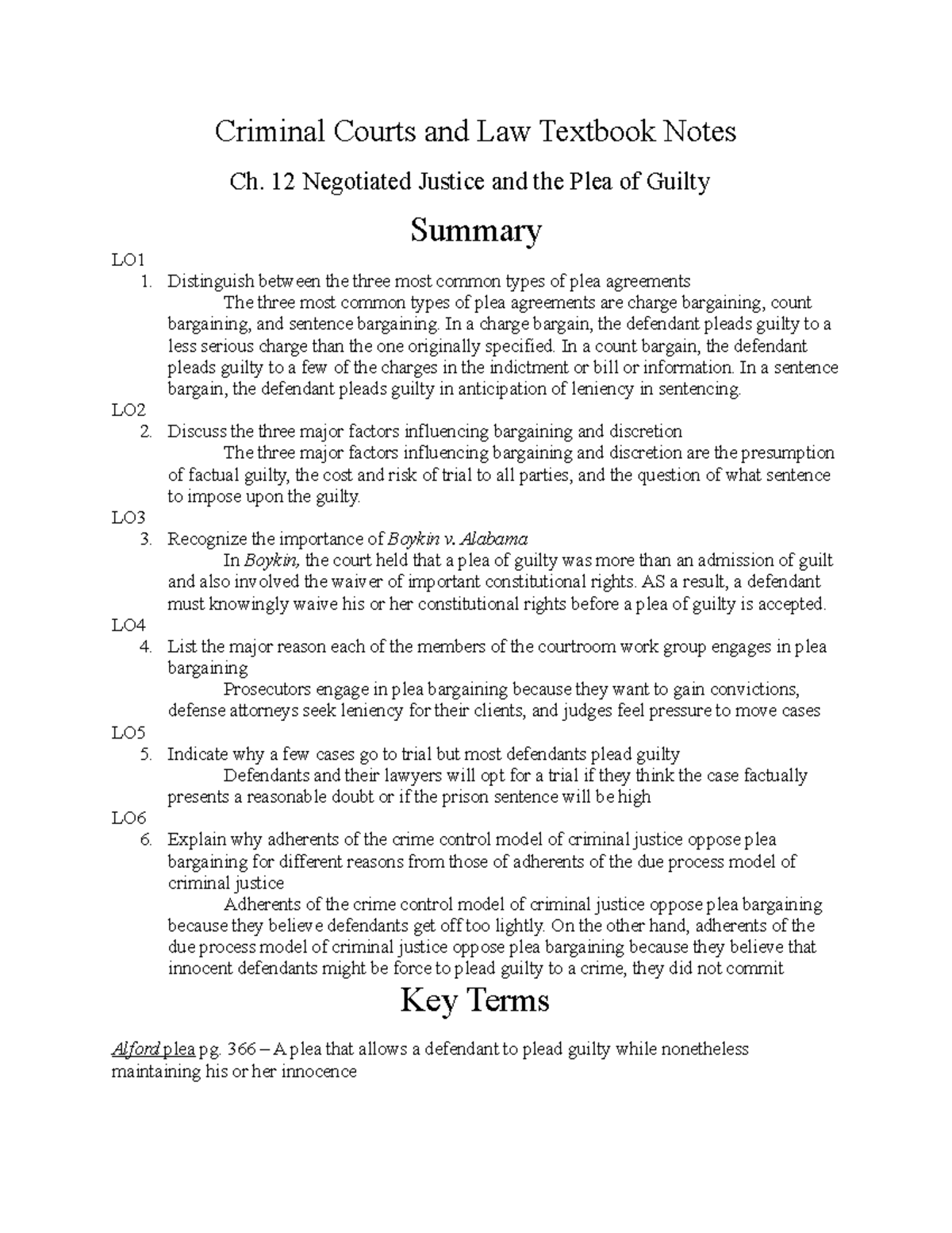 Ch. 12 Notes - This course was taught by Dr. Fox - Criminal Courts and ...