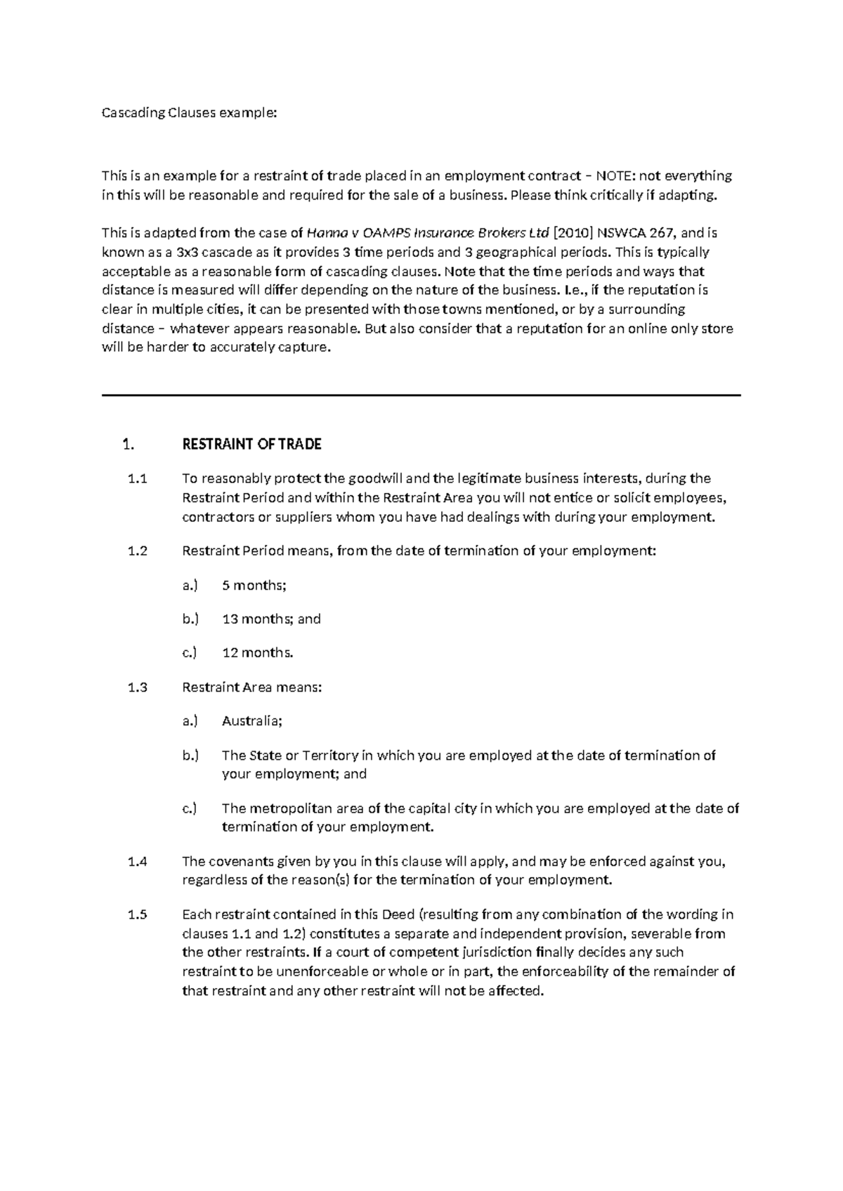 Example Cascading Clauses 1 Cascading Clauses Example This Is An Example For A Restraint Of