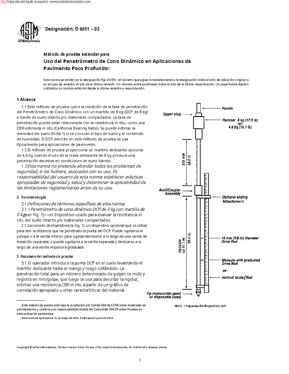 ASTM D 6951-03 PDC - ensayo de pdc - Designación: D 6951 – 03 Método de ...