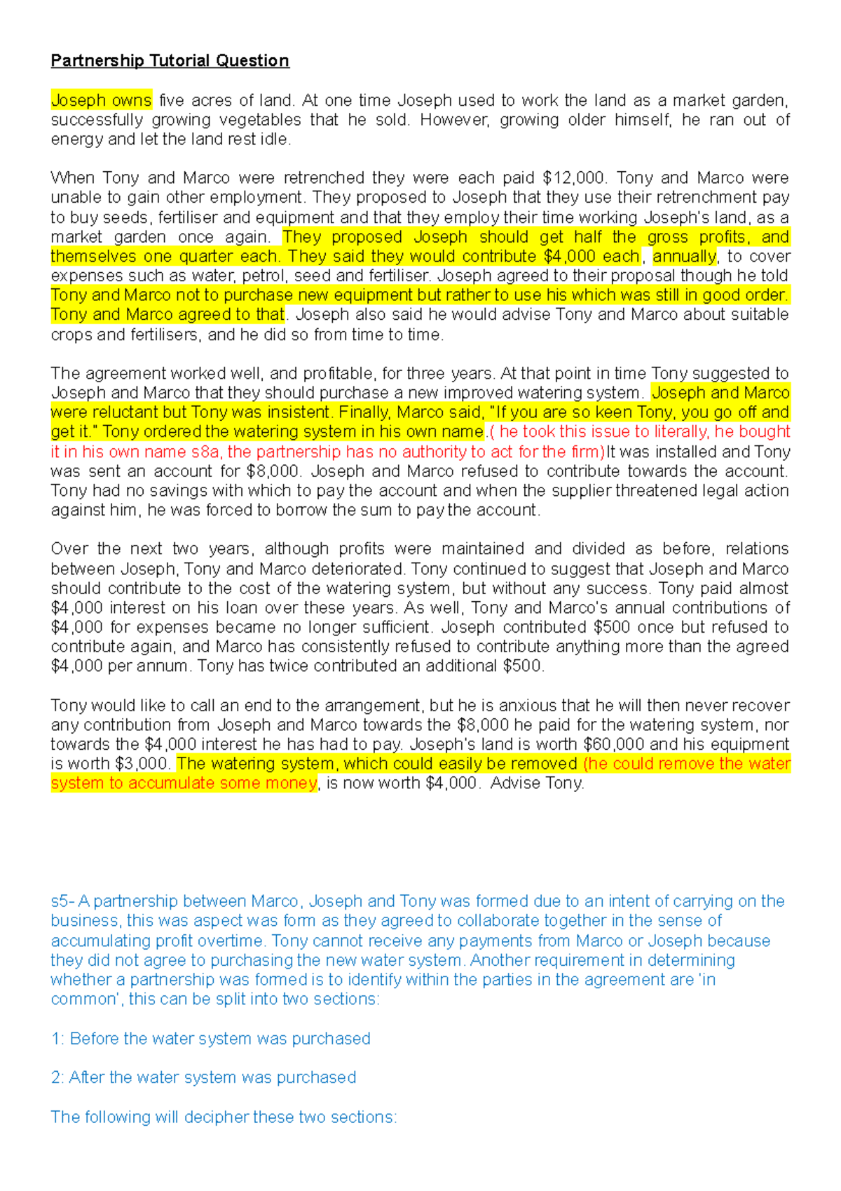 Partnership - Tutorial question answers - Partnership Tutorial Question ...