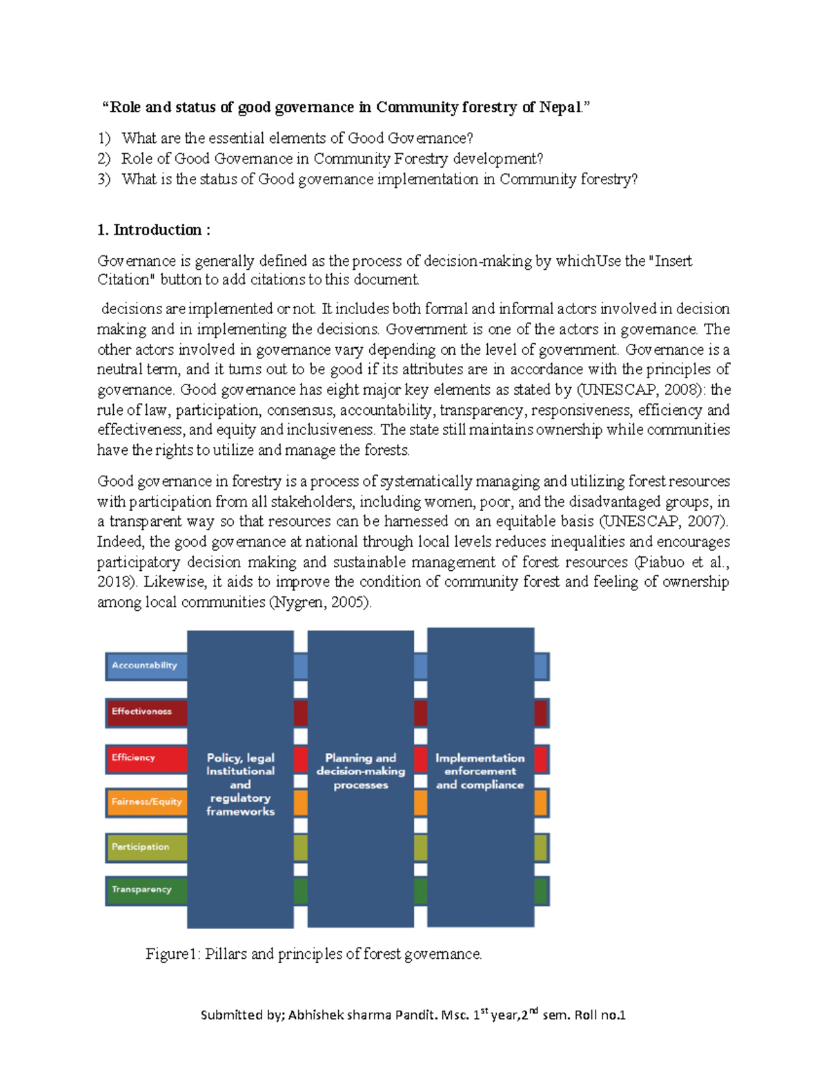 Role and status of good governance in Community forestry of Nepal ...
