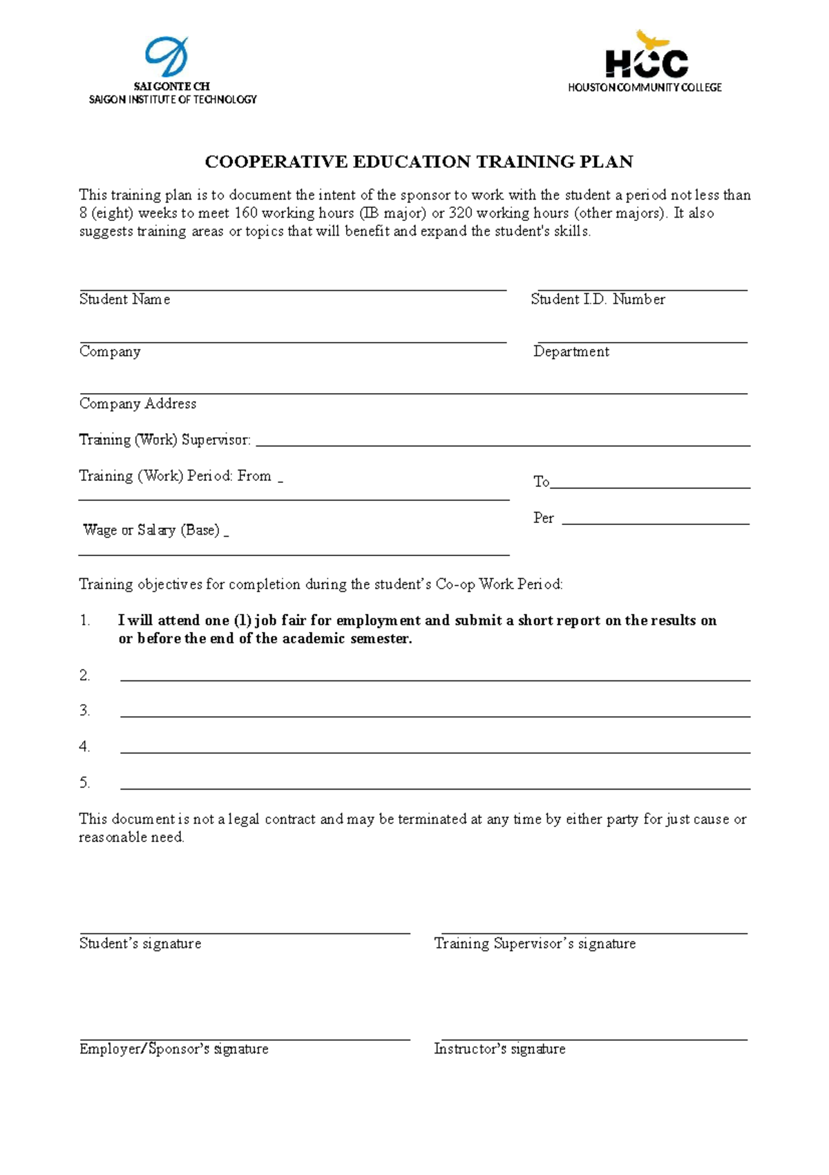 (3)COOP Training Plan - White - SAIGONTECH SAIGON INSTITUTE OF ...