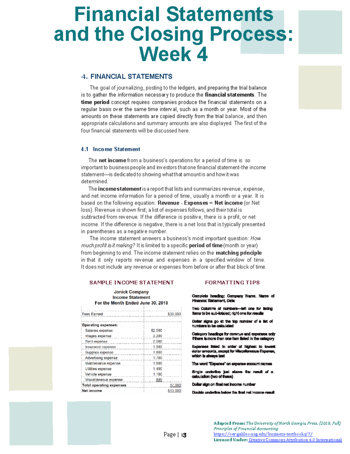 Financial Statements week 4 - Financial Statements and the Closing ...