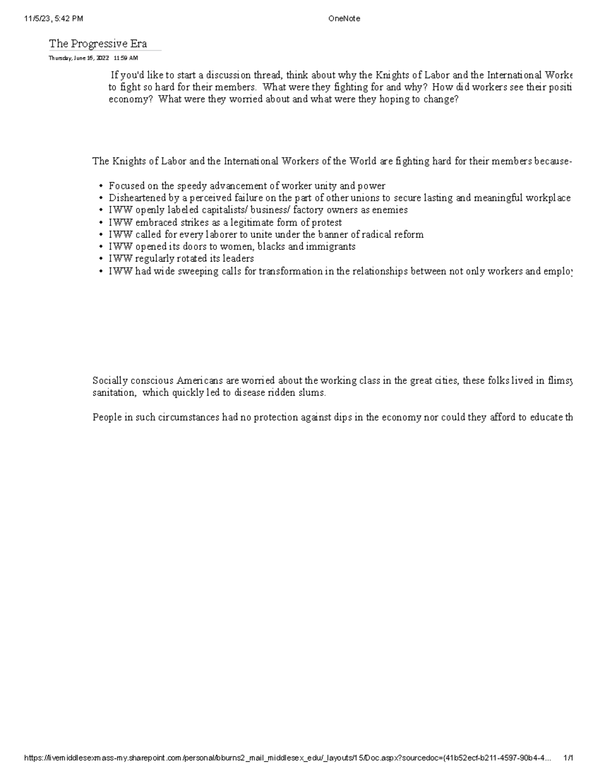 US History After -1876 - notes - 11/5/23, 5:42 PM OneNote - Studocu