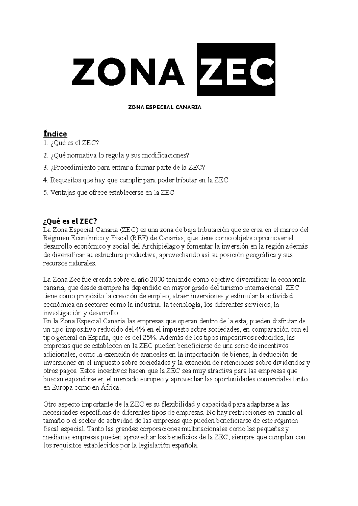 ZONA ZEC 2 - Zona seca cañaría resumen - ZONA ZEC ZONA ESPECIAL CANARIA ...