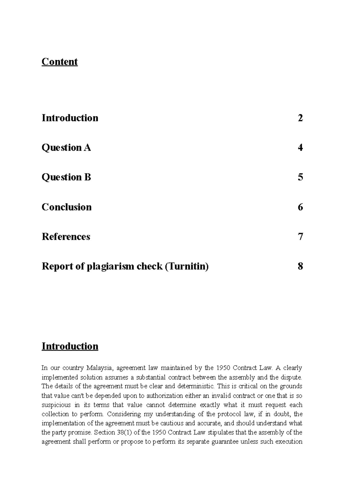 Law Assignment - Assingment - Content Introduction 2 Question A 4 ...