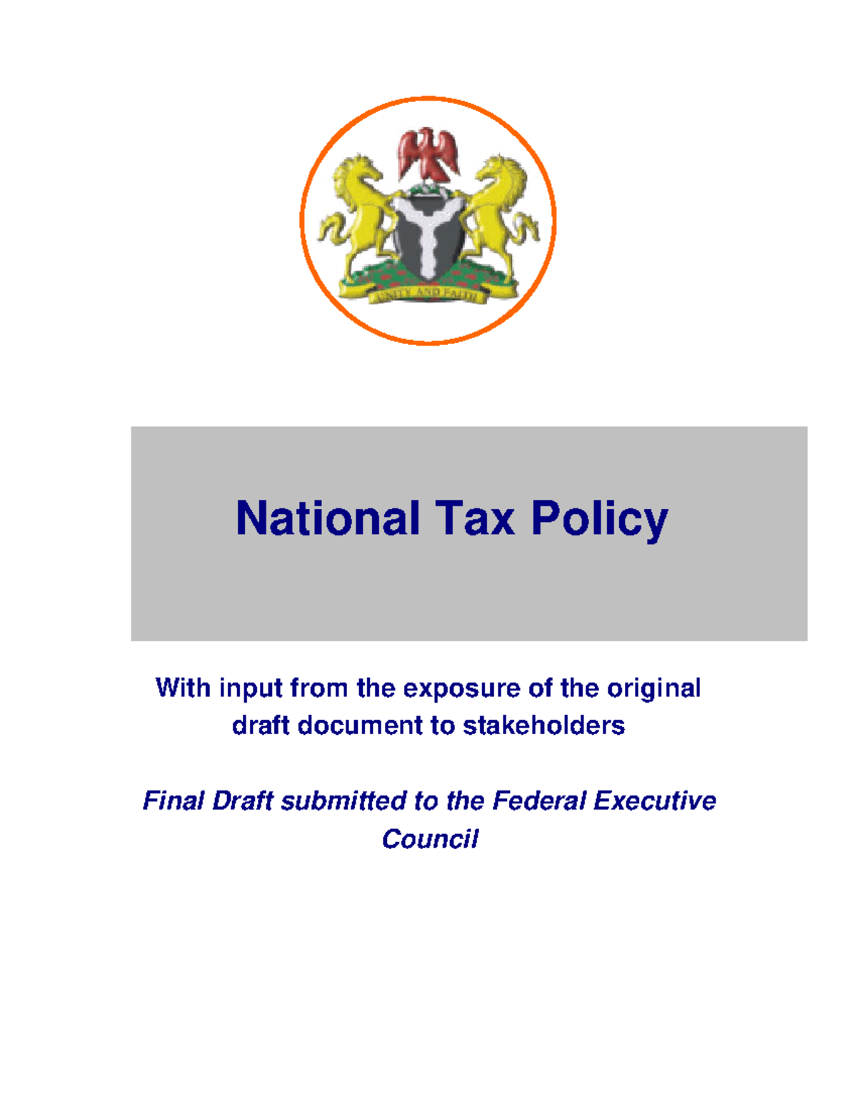 National Tax Policy of Nigeria 2012 (Olusegun Obasanjo Era) - A Summary ...