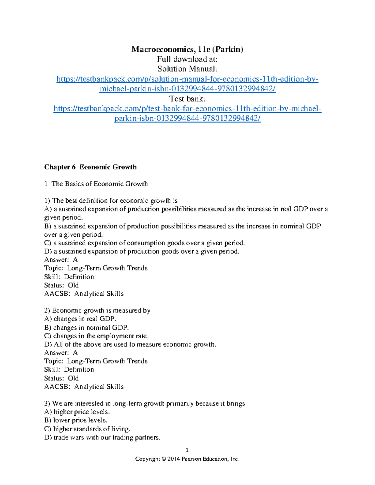 678936336 Economics 11th Edition Michael Parkin Test Bank 1 - 1 ...