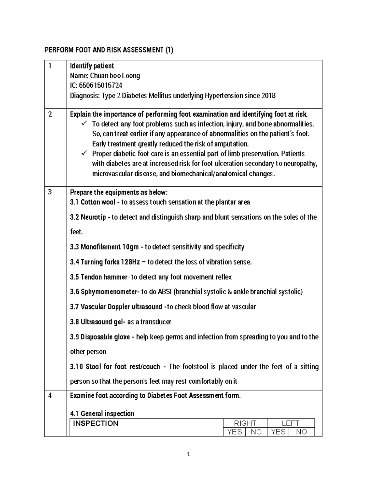 Perform FOOT AND RISK Assessment-CP6 - PERFORM FOOT AND RISK ASSESSMENT ...