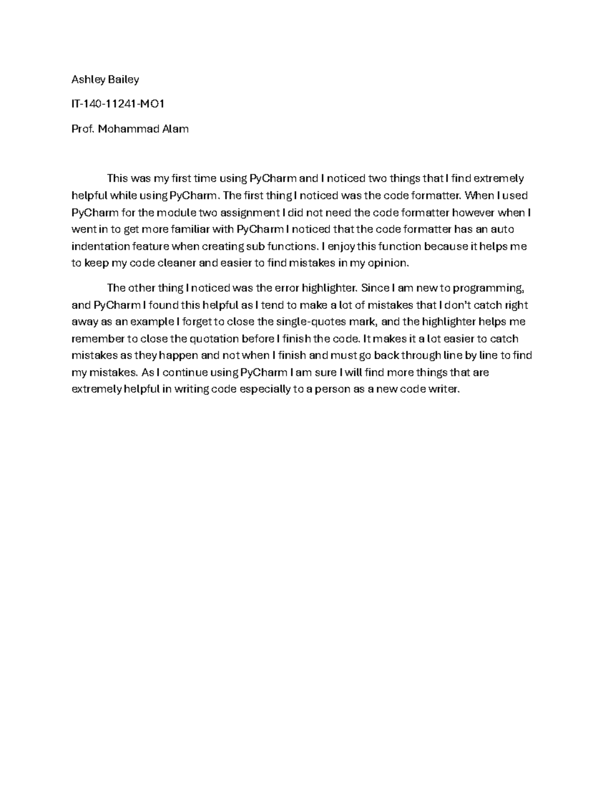 Module 2 Assignment - Ashley Bailey IT-140-11241-MO Prof. Mohammad Alam ...