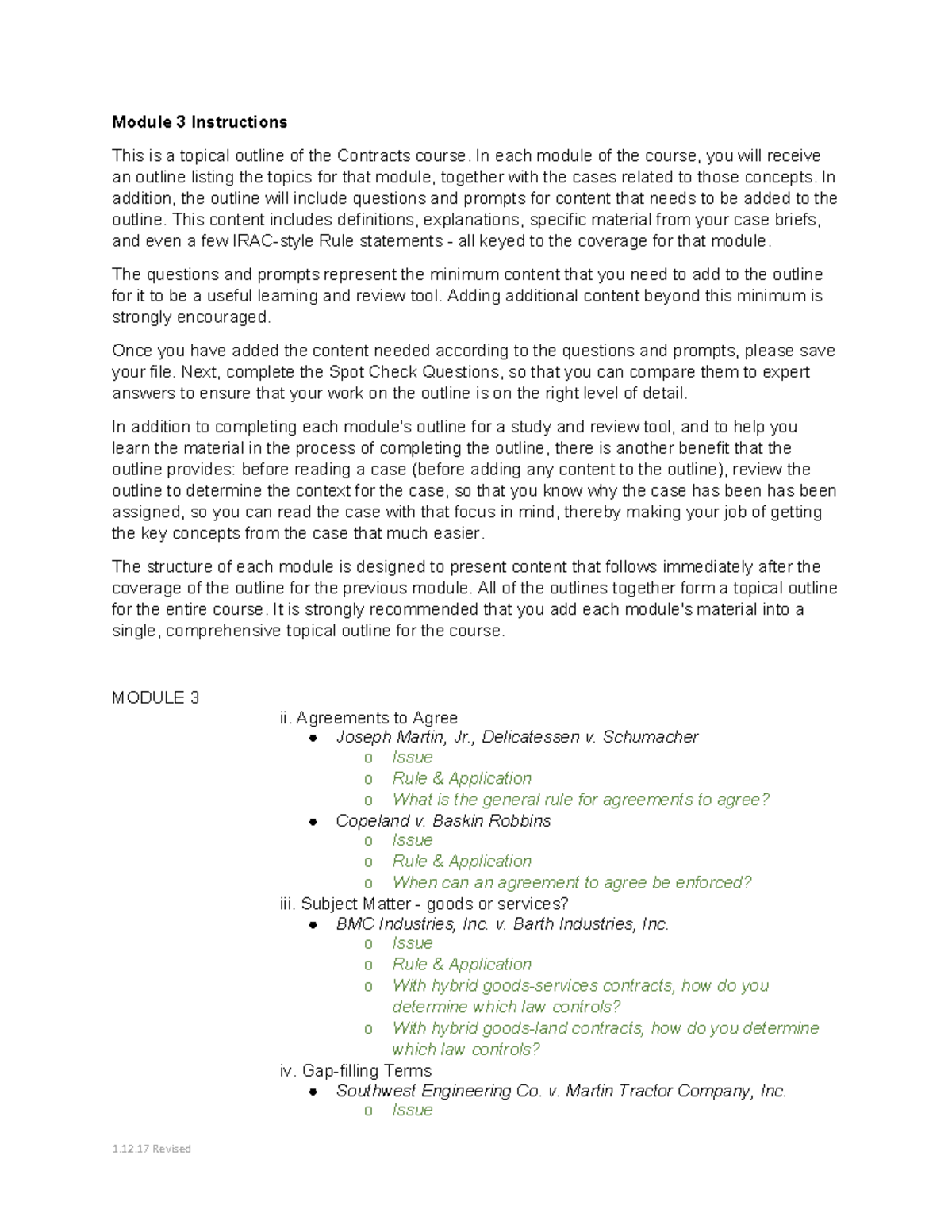 Module 3 Outline - Module 3 Instructions This is a topical outline of ...