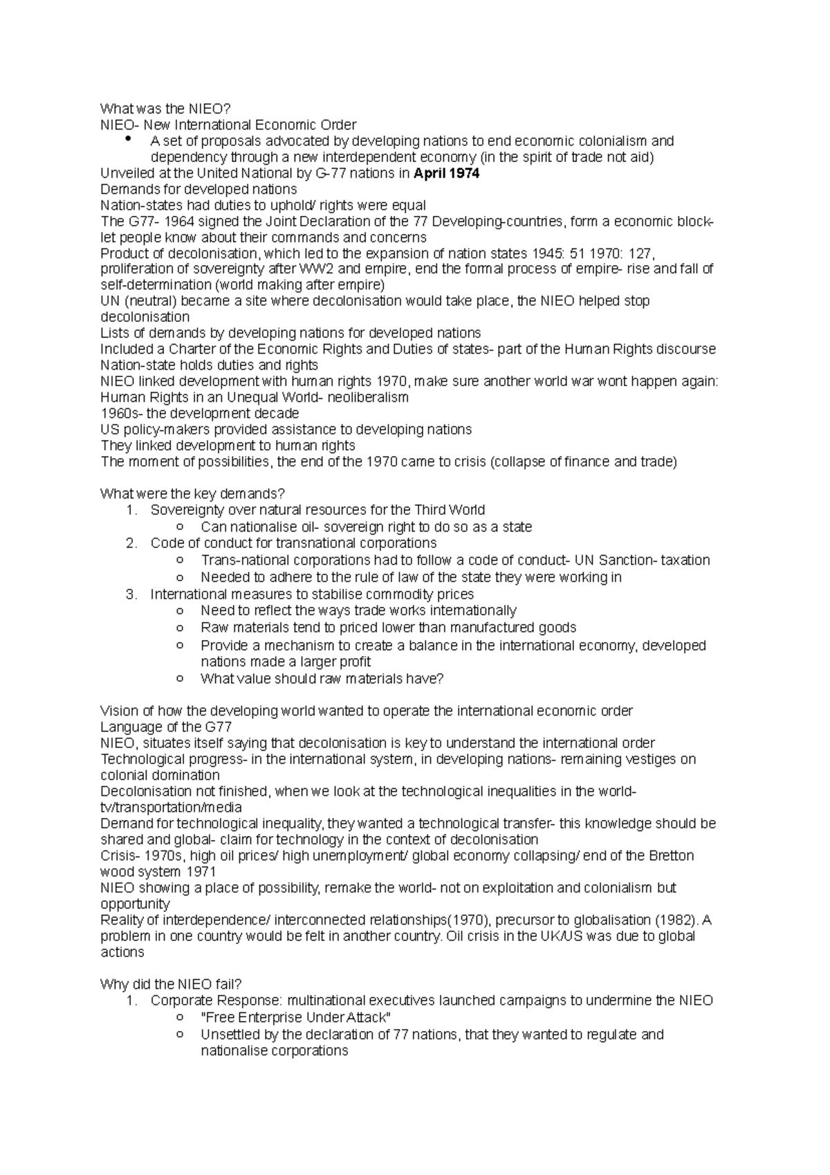 What was the NIEO - What was the NIEO? NIEO- New International Economic ...