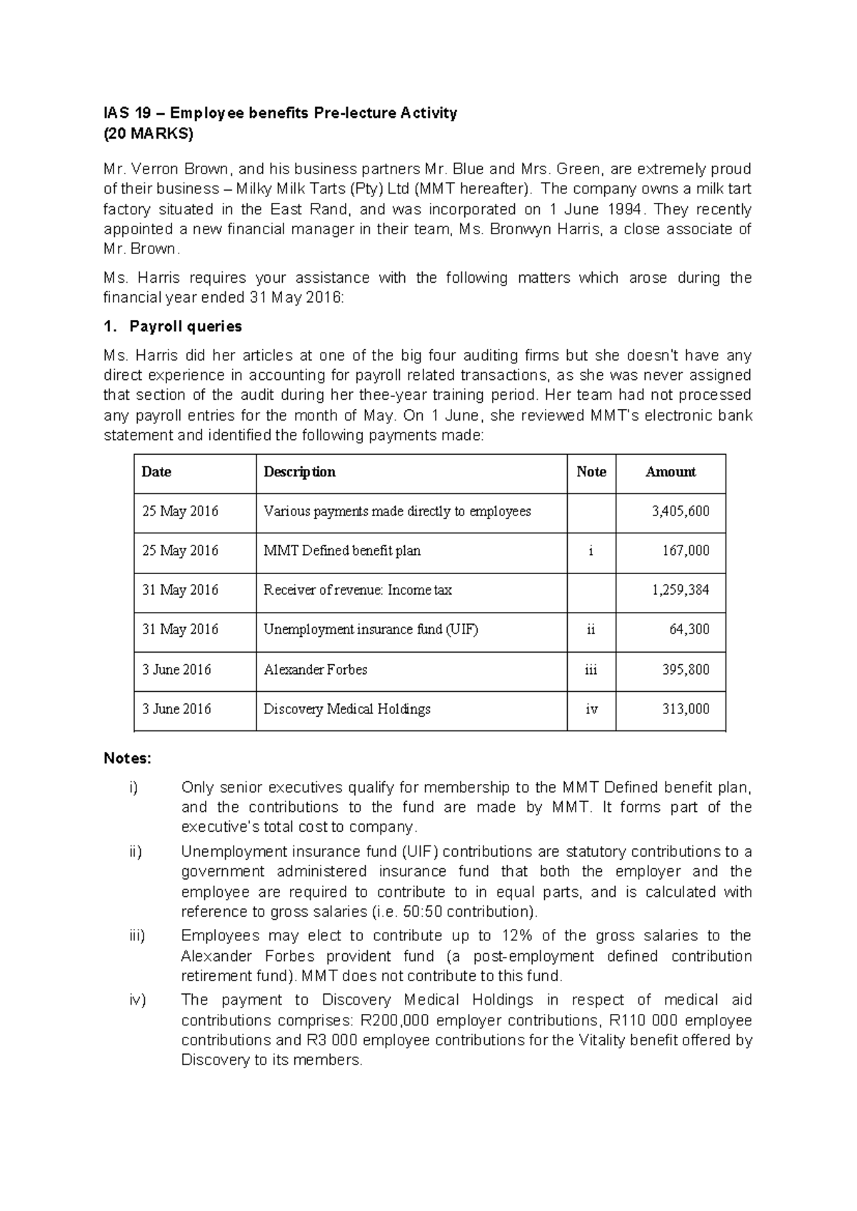 IAS 19 Tutorial - Pre-lecture activity - IAS 19 – Employee benefits Pre ...