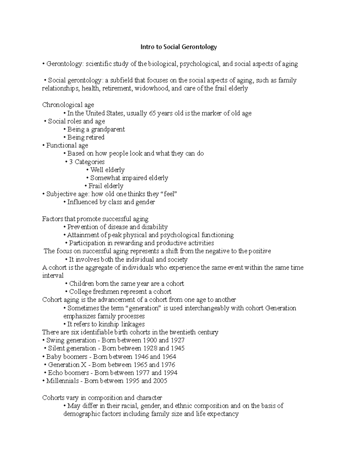 Introduction to Social Gerontology - Intro to Social Gerontology ...