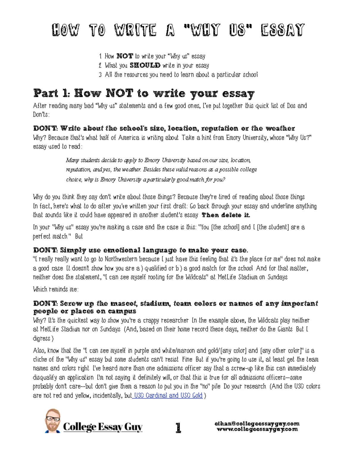 CEG+-+How+To+Write+A+ Why+Us +Essay - How to Write a "Why Us" Essay 1 ...