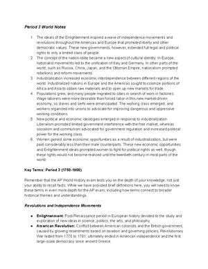 Period 4 World Notes - AP World Period 4 Notes Military conflicts are ...