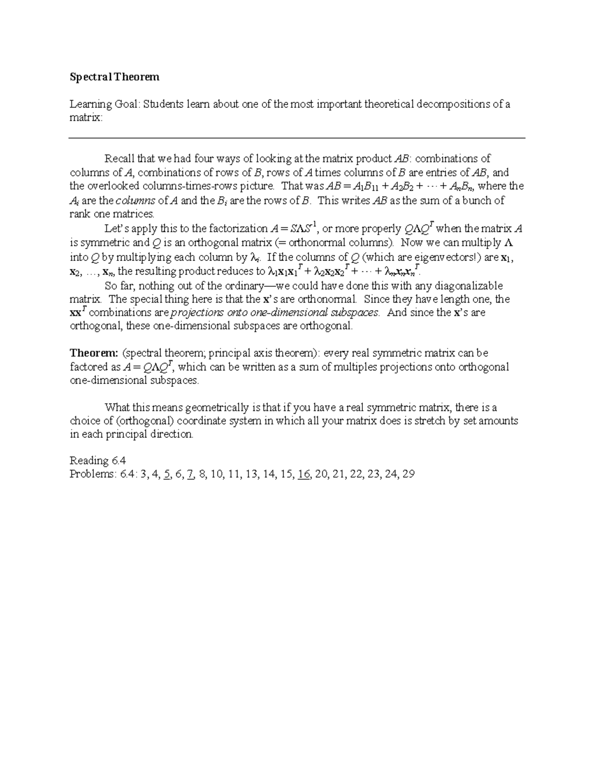 47 Spectral Theorem - Spectral Theorem Learning Goal: Students learn ...
