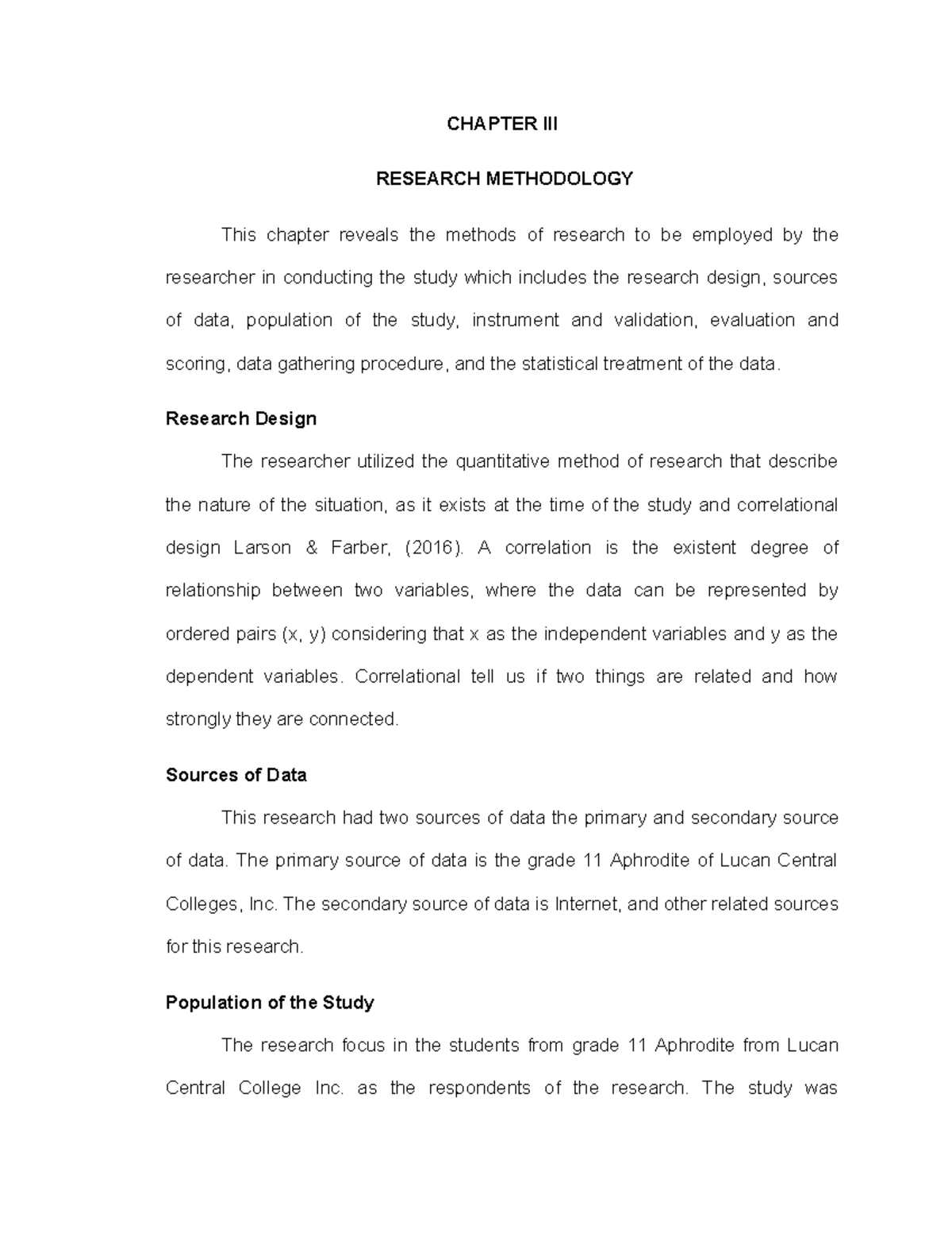Chapter 3 - study - CHAPTER III RESEARCH METHODOLOGY This chapter ...