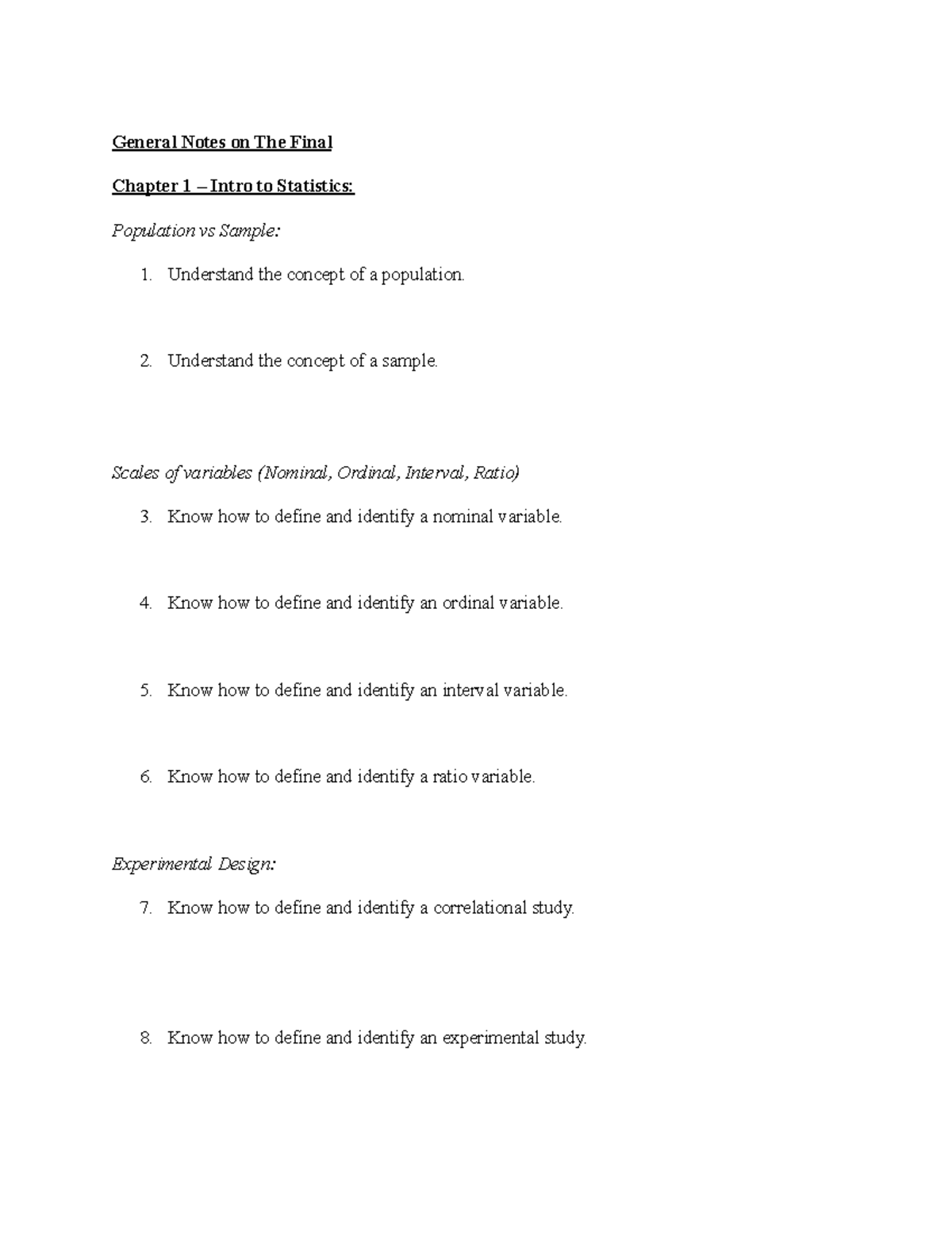 Final Stats Notes - General Notes on The Final Chapter 1 – Intro to ...