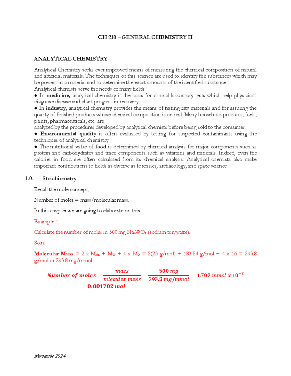 CH210 - Notes 2024 - Vital info - CH 210 – GENERAL CHEMISTRY II ...