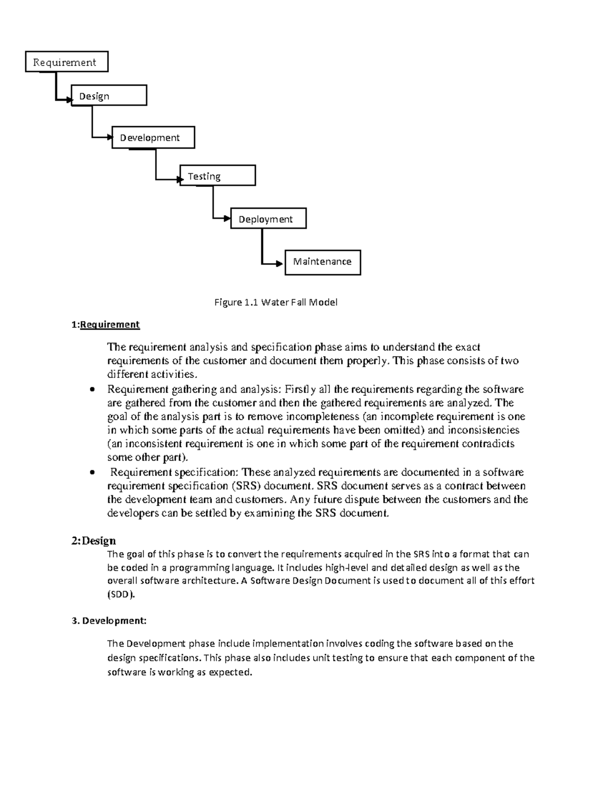 SE First Experiment - fdsgrth - Figure 1 Water Fall Model 1:Requirement ...