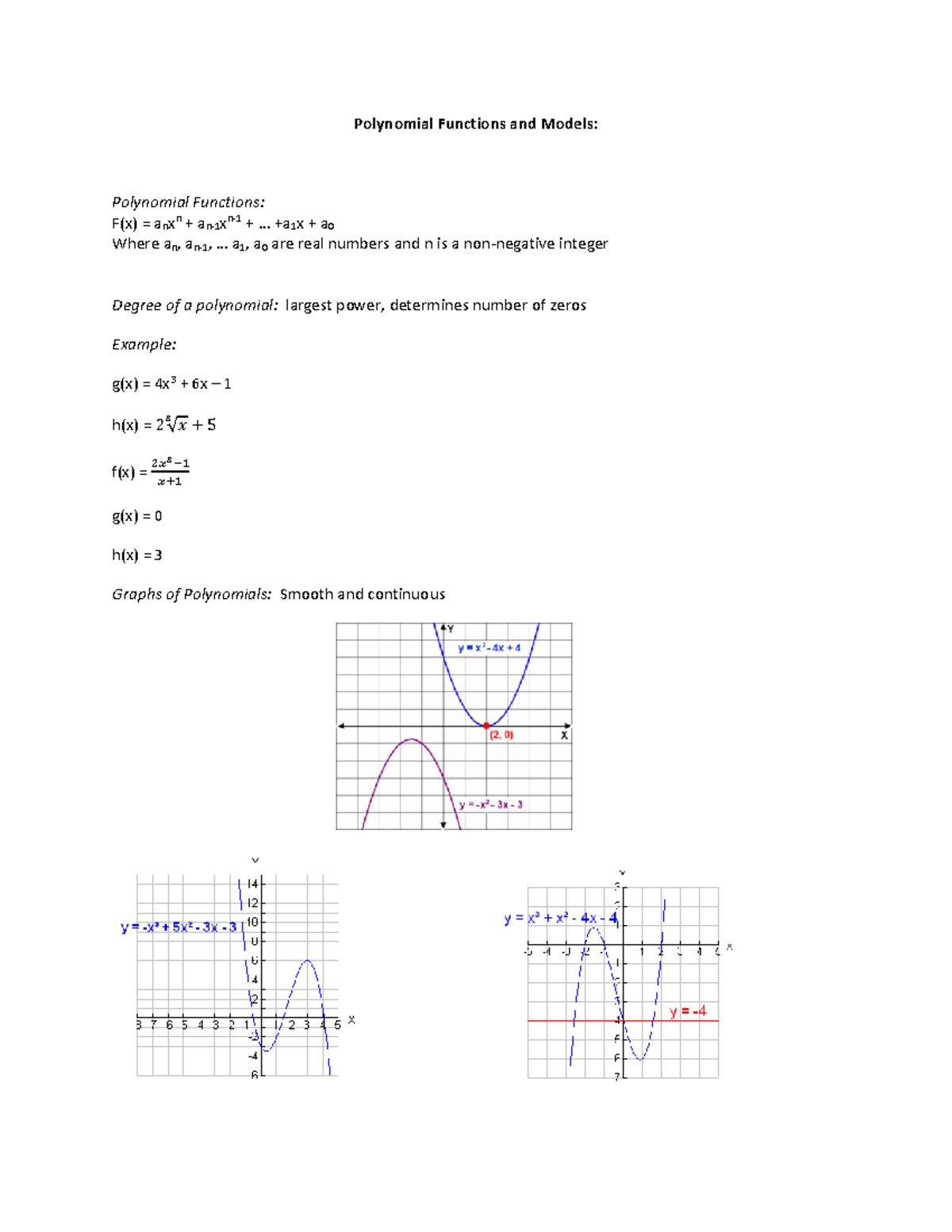 Section 2.3 math112 - Polynomial Functions and Models: Polynomial ...