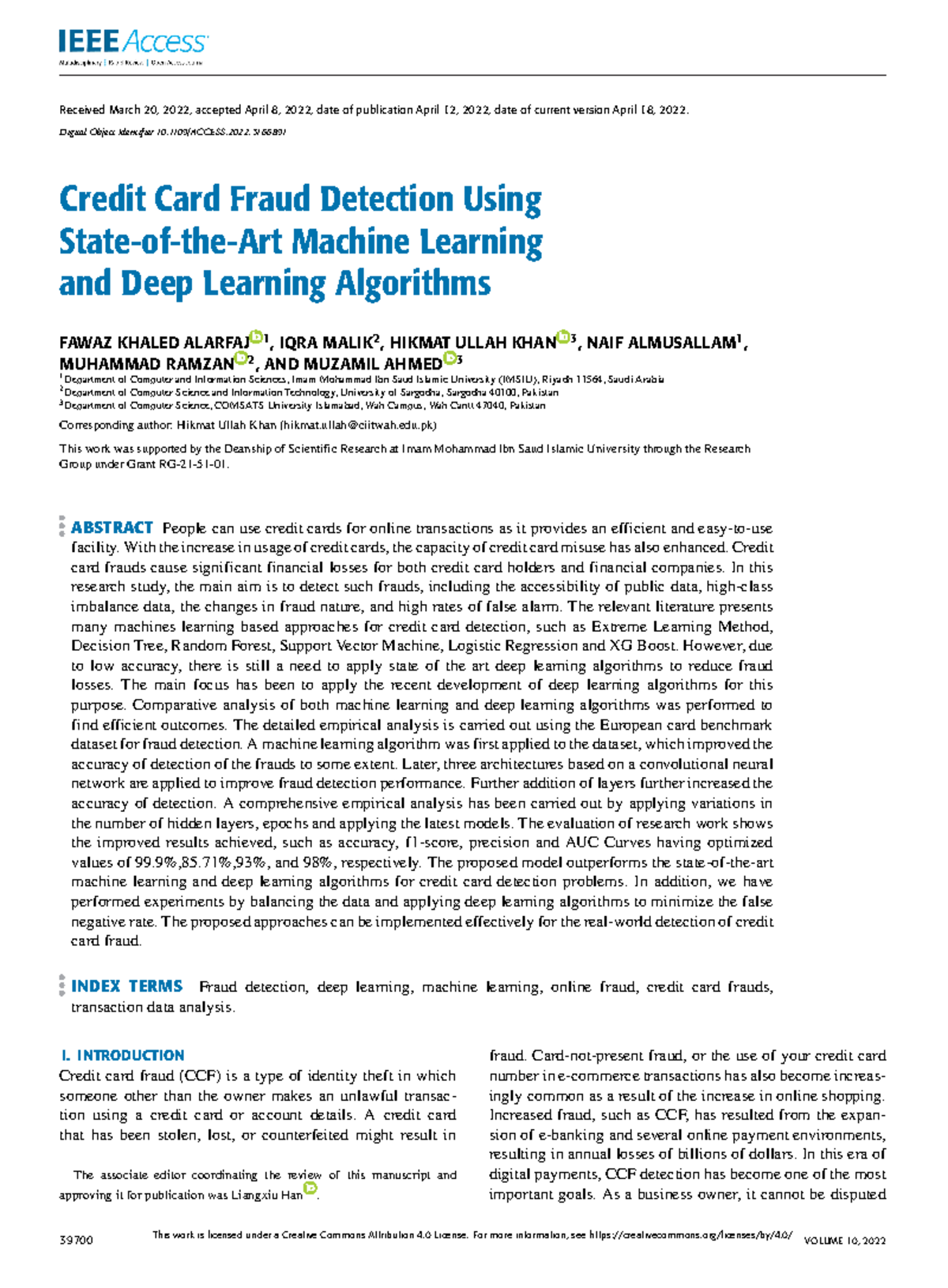 Credit Card Fraud Detection Using State-of-the-Art Machine Learning and ...