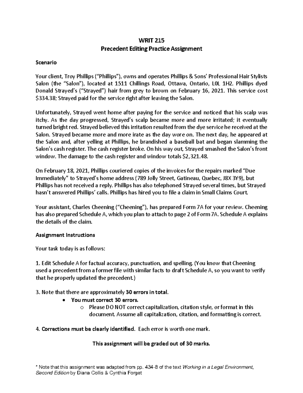 Instructions for Practice Precedent Editing Assignment - Winter 2022 ...