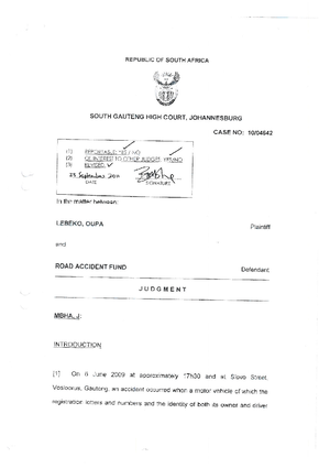 Notice of set down 1 - Lcy4yo - UJ - Studocu