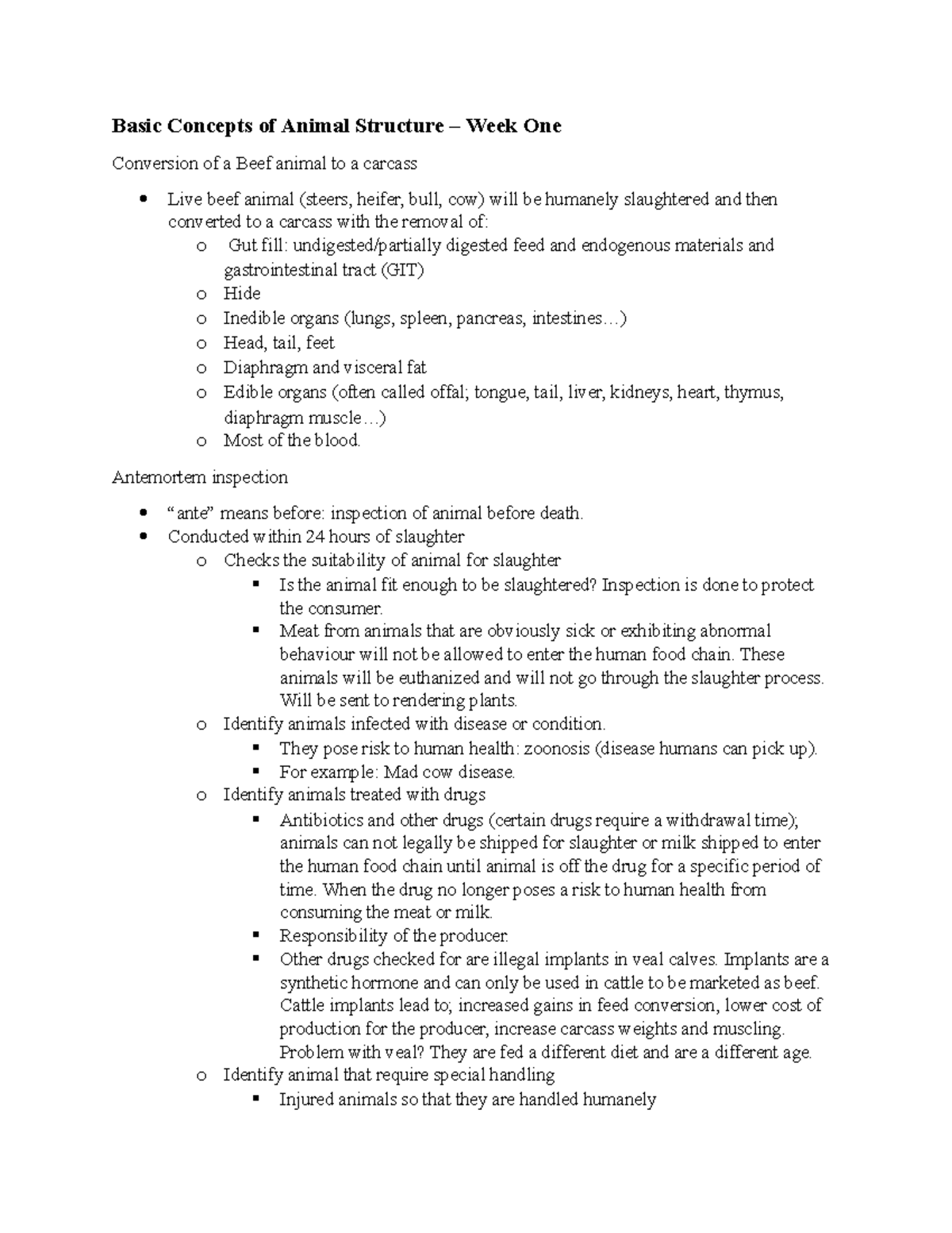 Basic Concepts - Week 1 Structure of Farm animal. Dr. Mandle - Basic ...
