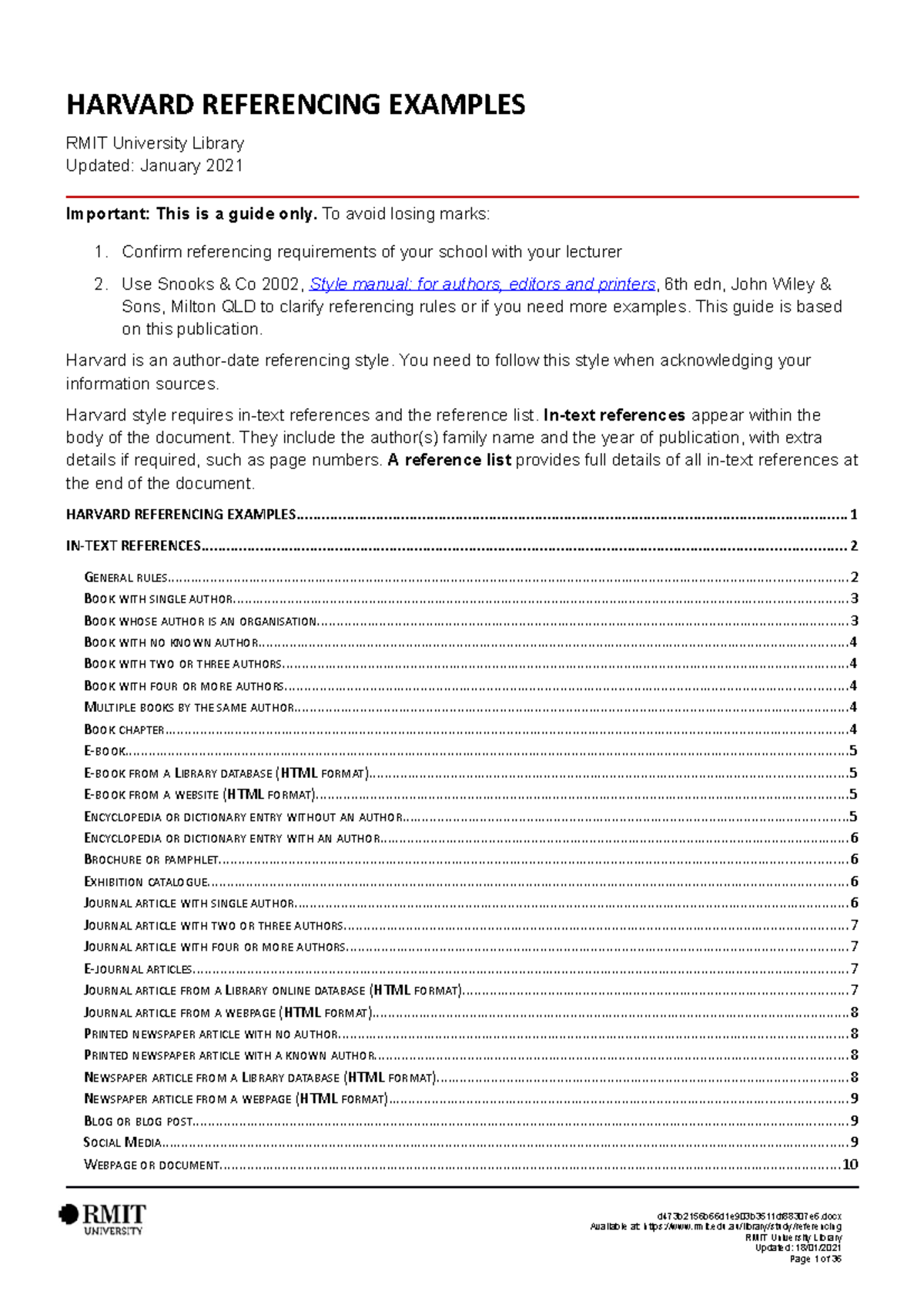 Harvard-referencing-examples - HARVARD REFERENCING EXAMPLES RMIT ...