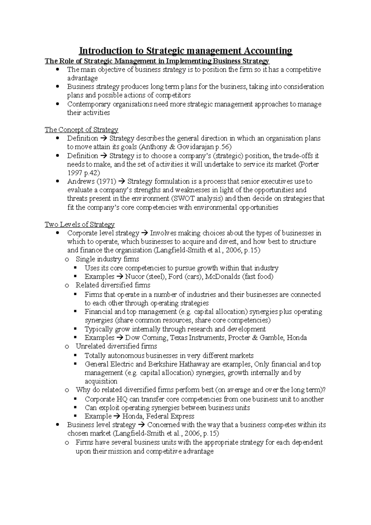 Introduction to Strategic management Accounting - , 2006, p) o Single ...