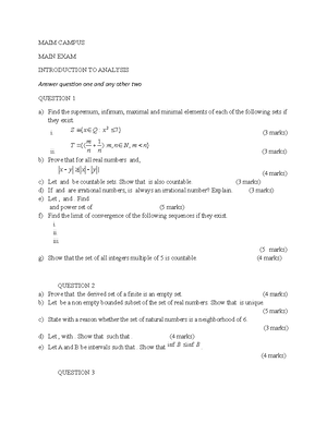 EXAM 1 - Introduction to Real Analysis practice questions - MAT 210 ...