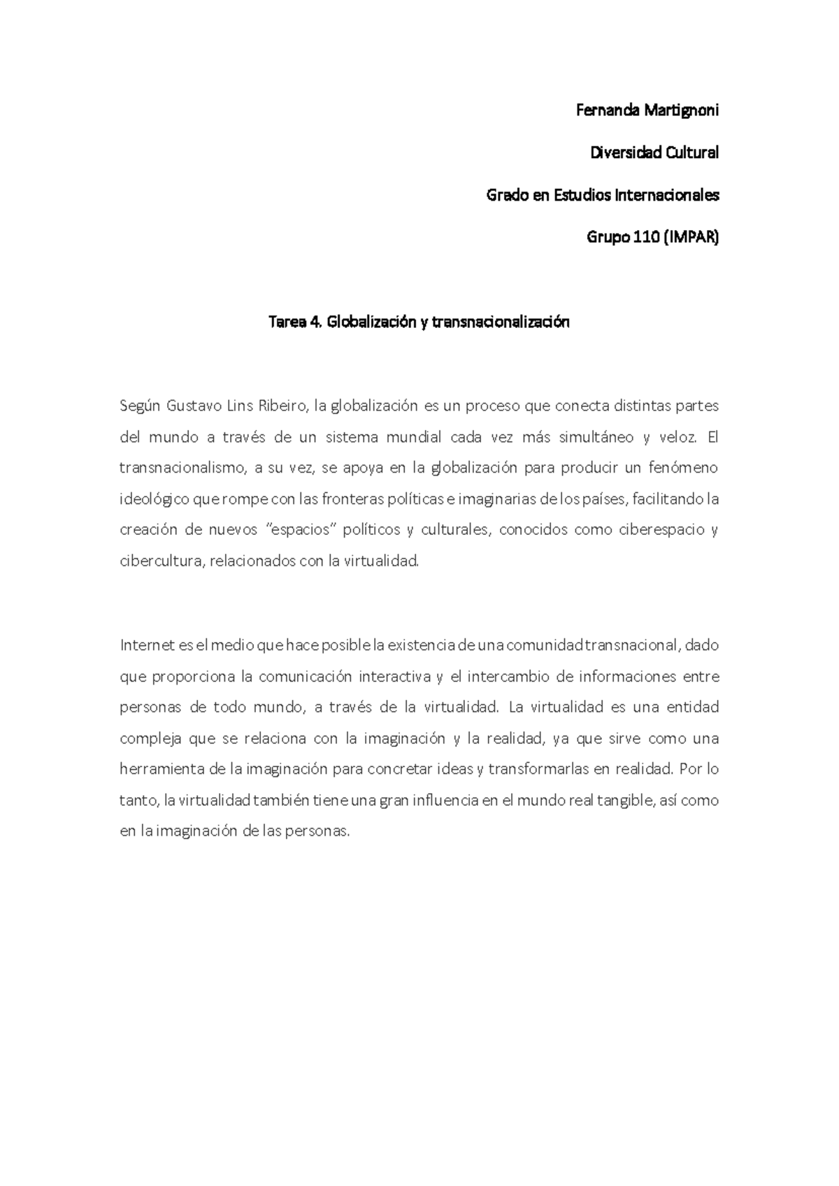 Globalización y transnacionalización - Fernanda Martignoni Diversidad ...