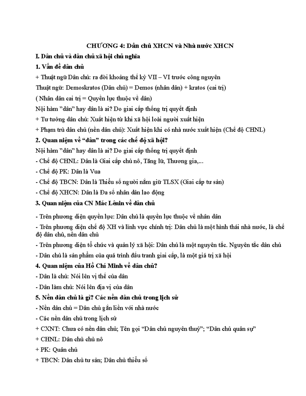 4 - chủ nghĩa xã hội khoa học chương 4 5 6 7 - CHƯƠNG 4: Dân chủ XHCN ...