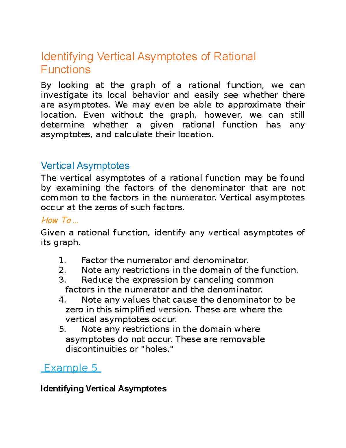 1-4 Reading and Participation Activities Rational Functions 4 ...