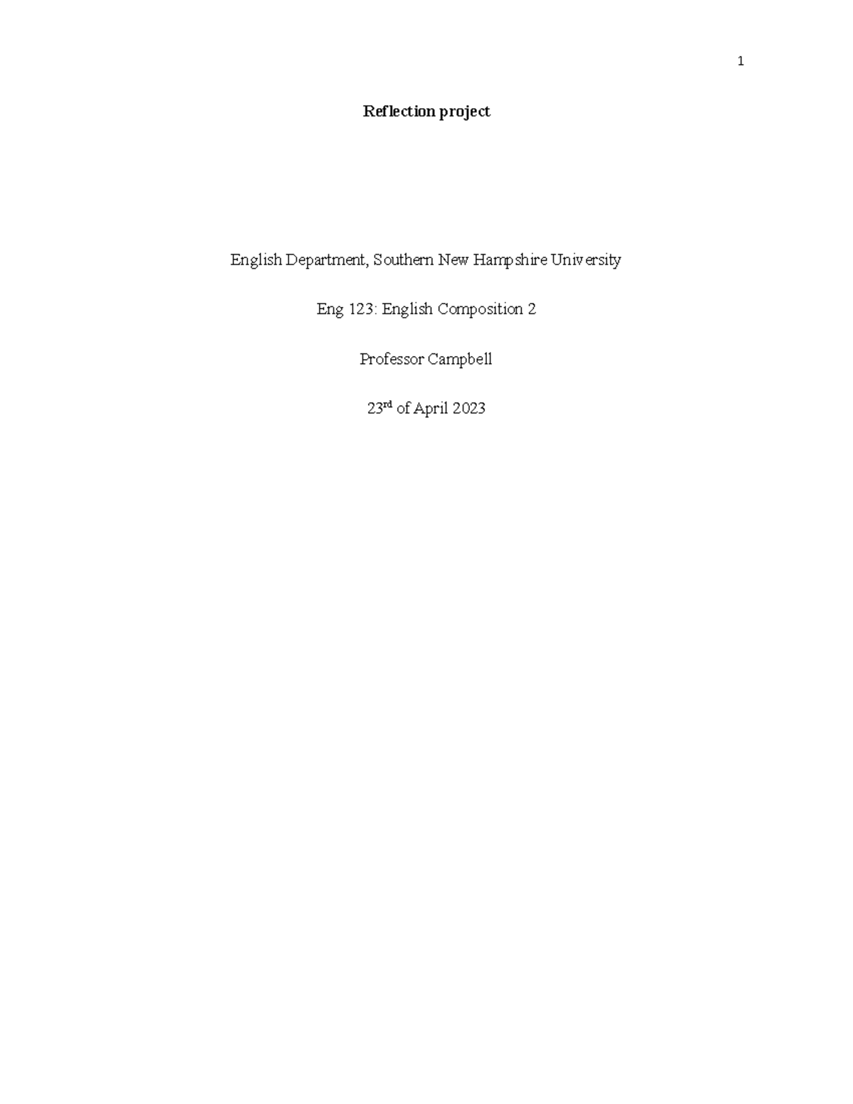 Eng comp 123 module 8 project 3-2 - 1 Reflection project English ...