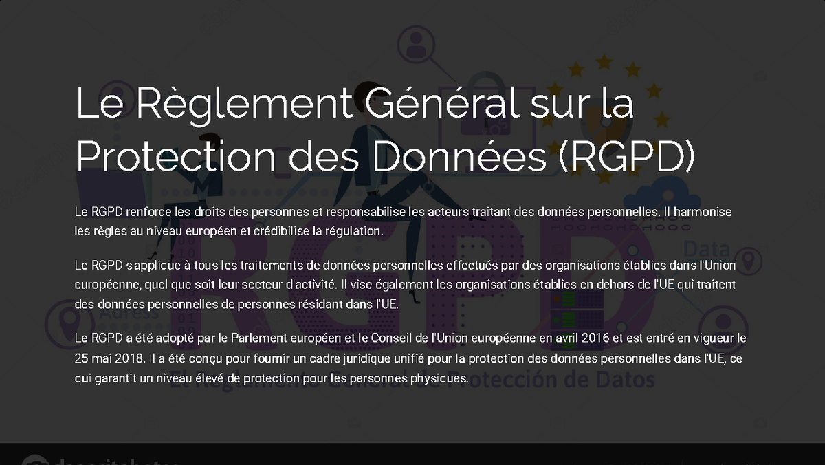 I - LE RGPD - fiche de cours - Le Règlement Général sur la Protection des Données (RGPD) Le RGPD ...