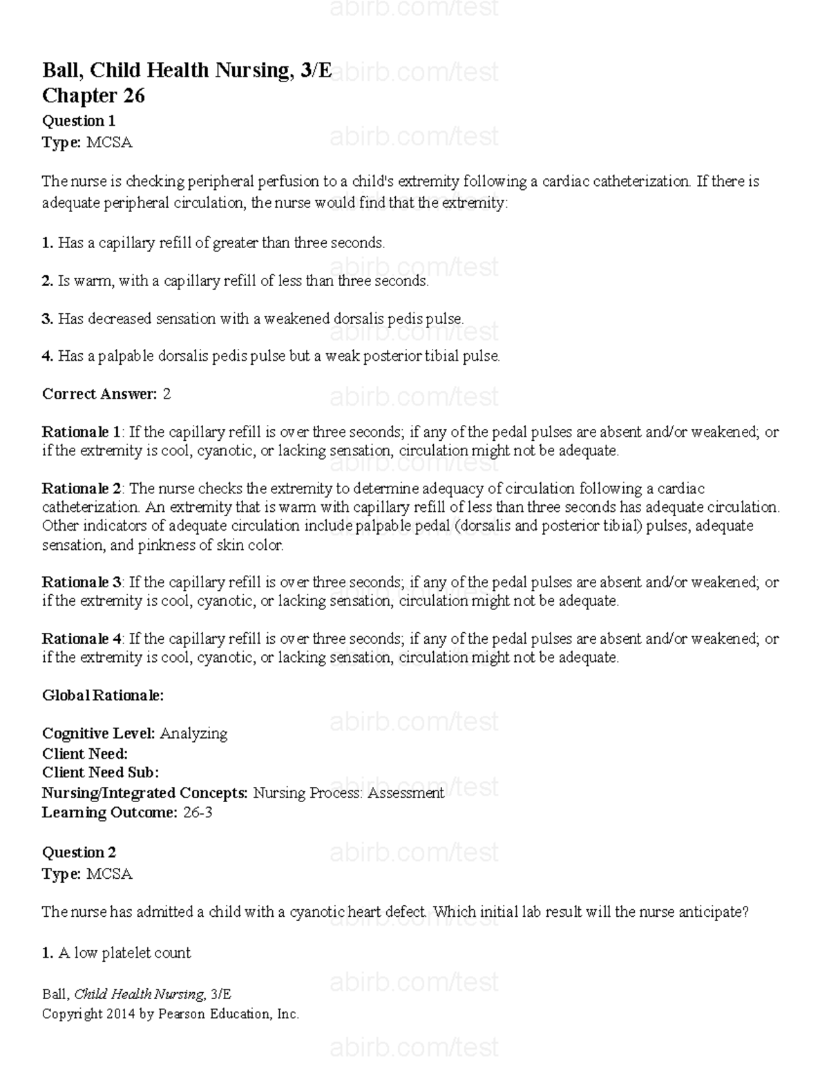 Ball, Child Health Nursing Test Bank- Ch 26 - Ball, Child Health ...