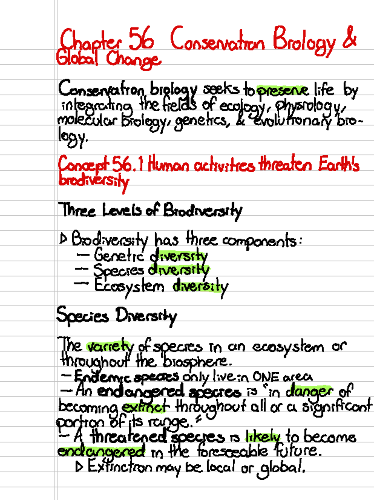 Chapter 56 - Conservation Biology Global Change - Concept 56 Human ...