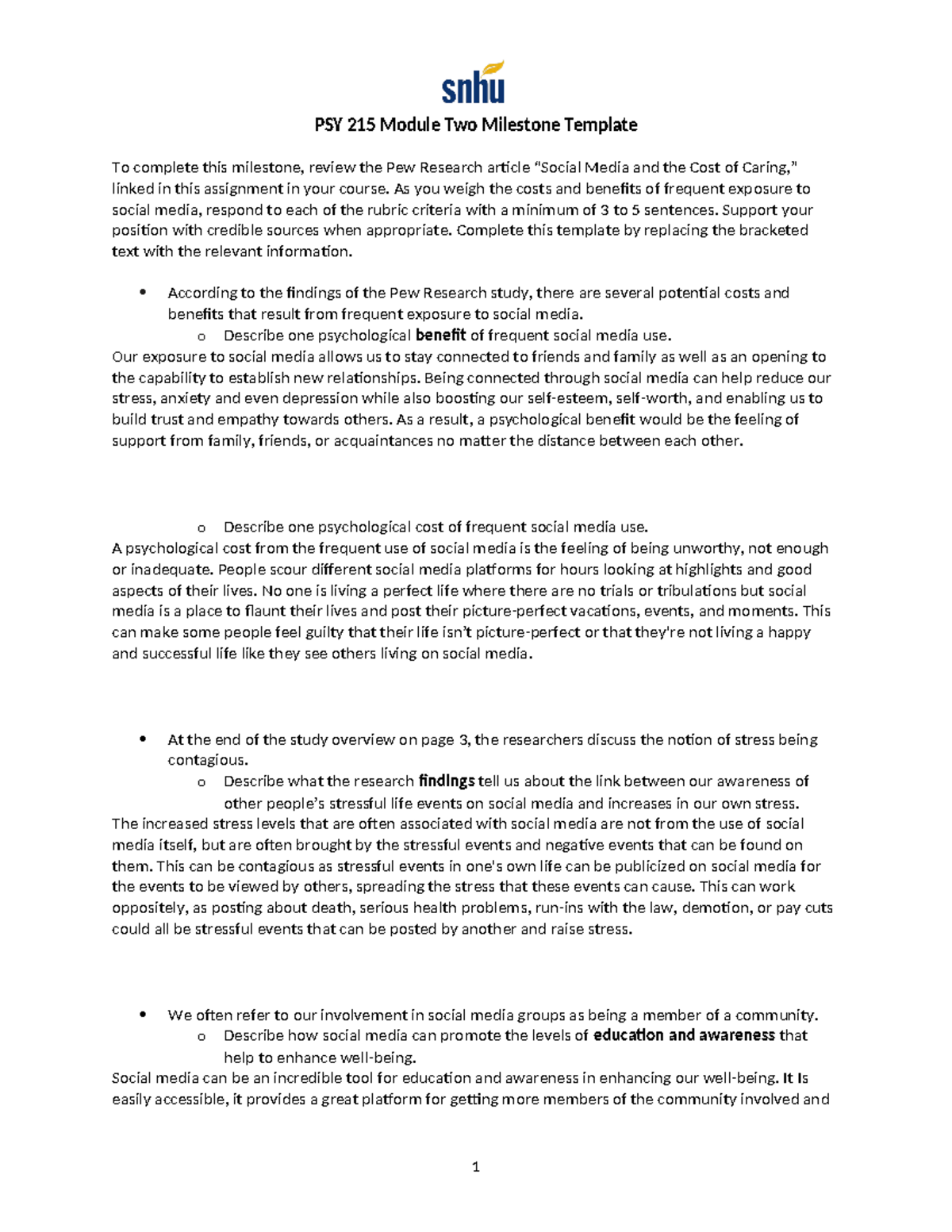 PSY 215 Module Two Milestone Template 2 copy - As you weigh the costs ...