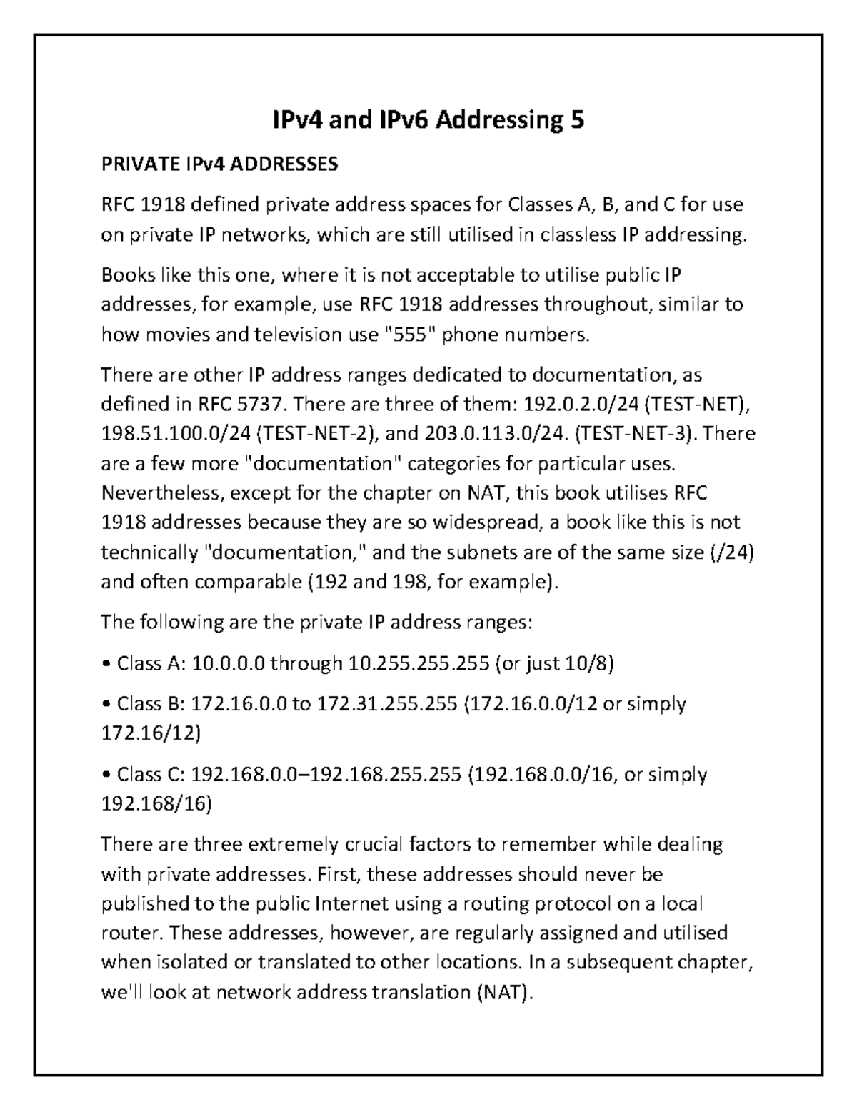 IPv4 and IPv6 Addressing 5 - Books like this one, where it is not ...